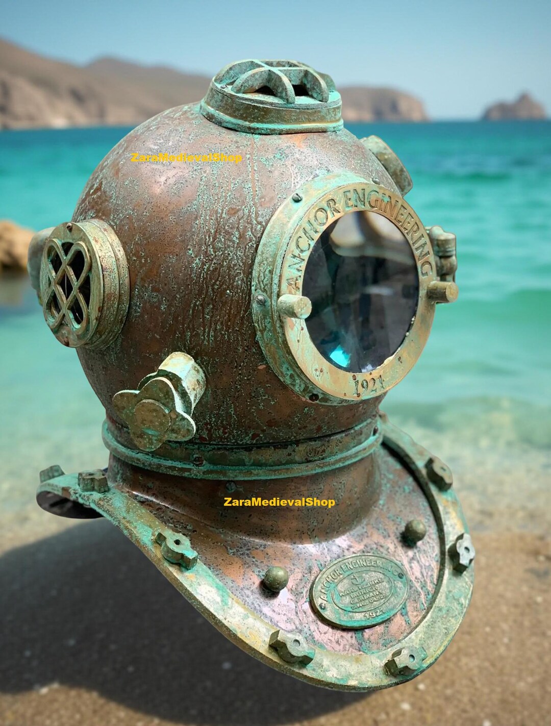 Antique Mark V Diving Helmet Replica Vintage US Navy Marine Scuba Diver ...