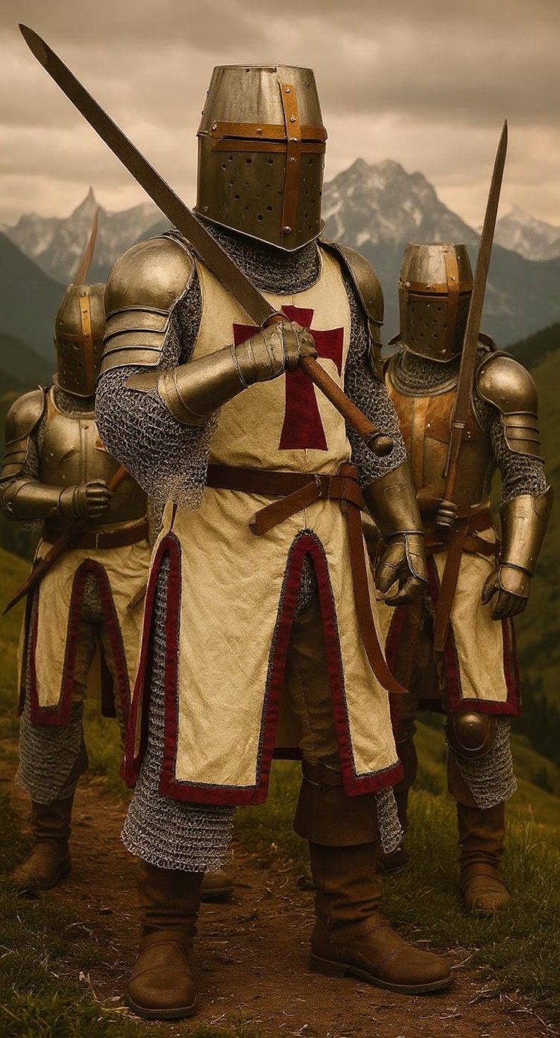 Medieval Templar Knight Chainmail Costume – Crusader Armor for Cosplay ...
