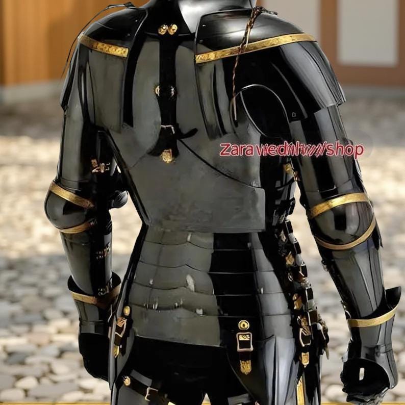 Black Knight Full Body Armor Suit - Medieval Gothic Steel Costume for ...