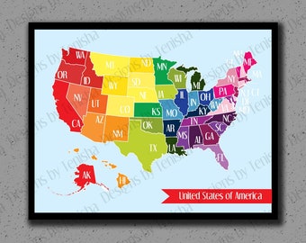 United States Classroom Map - Etsy