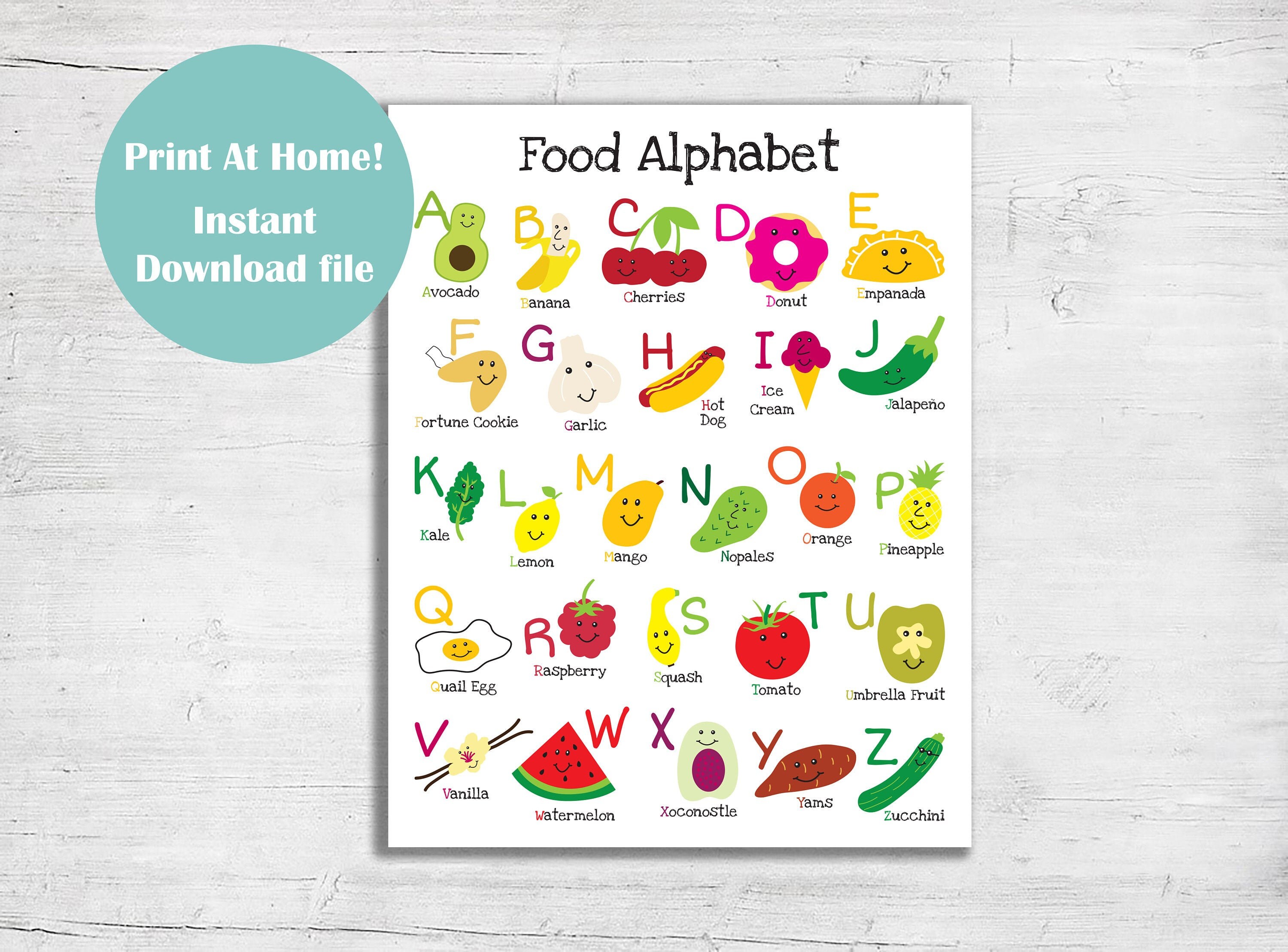 Kids Alphabet Poster Digital File Diy Printable