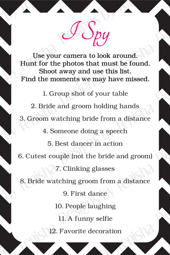 Items similar to I Spy Wedding Game, DIY, INSTANT Download, Printable ...