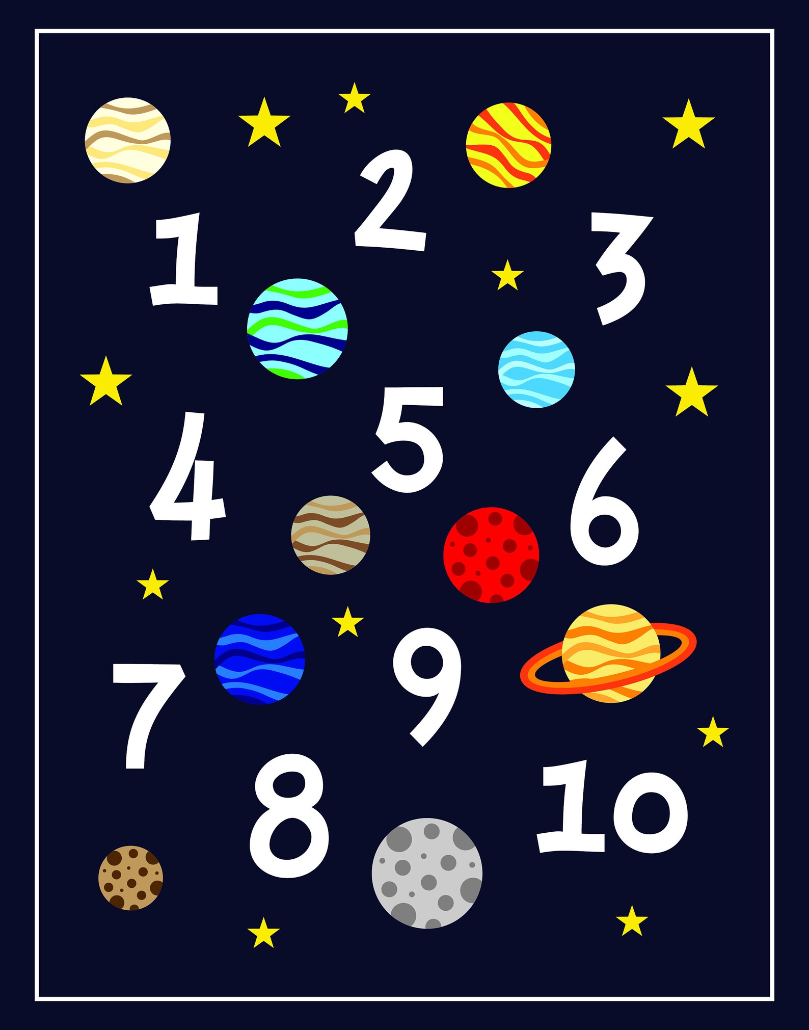 Outer Space Numbers Print Space Numbers Nursery Numbers | Etsy