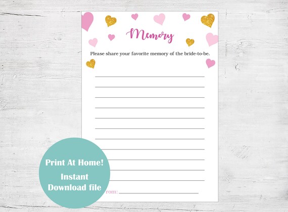 Memory Game Bridal Shower Game Memory Card Bridal Shower | Etsy