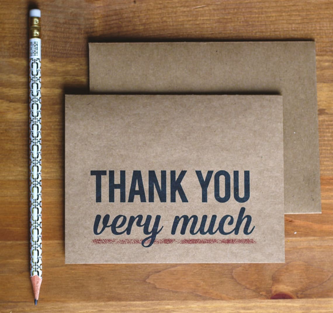 Thank You Card Set of 20 Thank You Very Much Kraft Thank You - Etsy