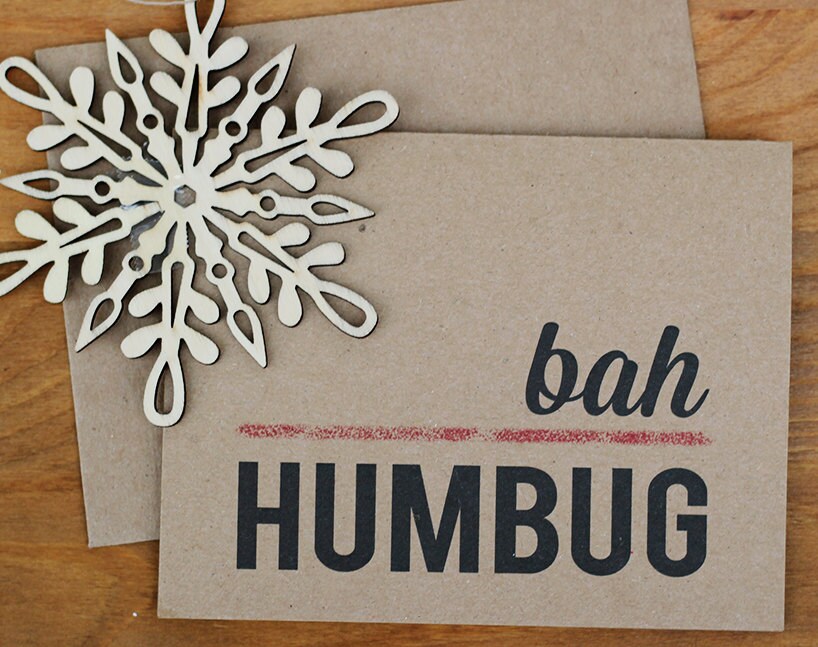 Funny Holiday Cards Set BAH HUMBUG Set of 10 - Etsy