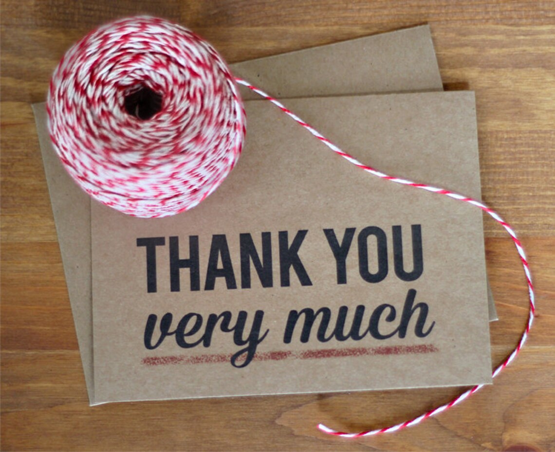 Thank You Card Set of 20 Thank You Very Much Kraft Thank You - Etsy