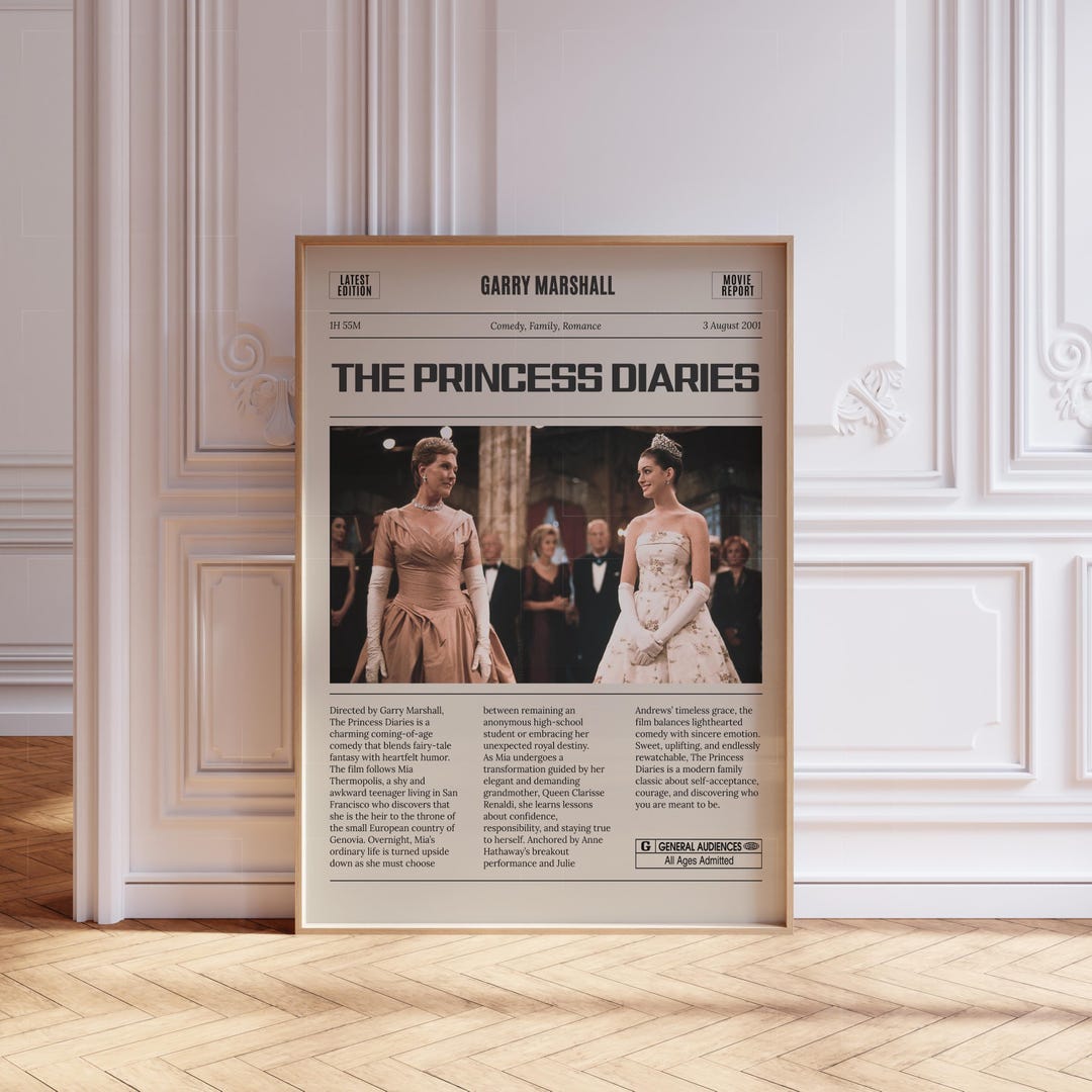 The Princess Diaries Movie Poster Minimalist Print | Romantic Comedy ...