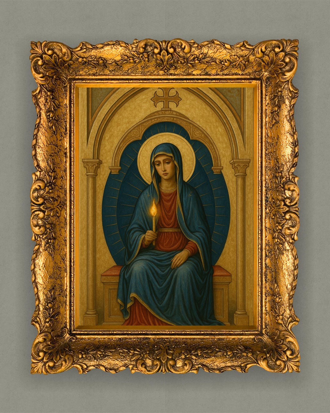 Pentecost Icon of Virgin Mary: Holy Spirit Flame, Byzantine Catholic ...