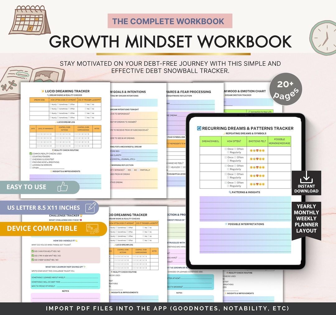 Growth Mindset Workbook Printable, Positive Thinking and Self ...