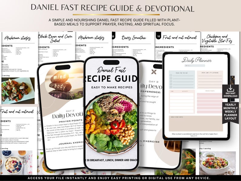 21 Day Daniel Fast Recipe Book Planner and Devotional Guide Bundle - Etsy