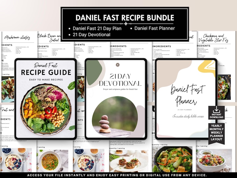 21 Day Daniel Fast Recipe Book Planner and Devotional Guide Bundle - Etsy