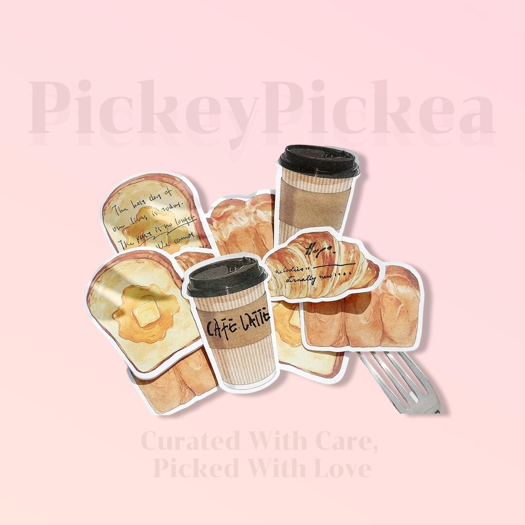 Bakery Sticky Note Set, Watercolor Toast, Coffee, Croissant Memo Pads ...