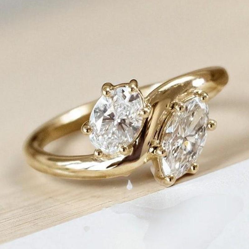 Two Stone Engagement Ring - Etsy