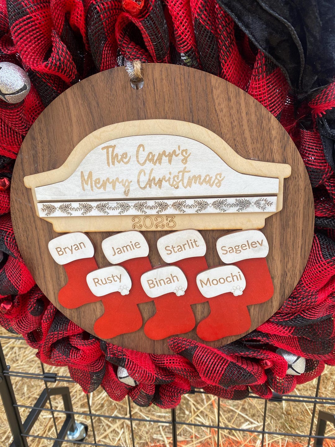 Personalized Family Christmas Sign 2024 Stockings With Family Member ...