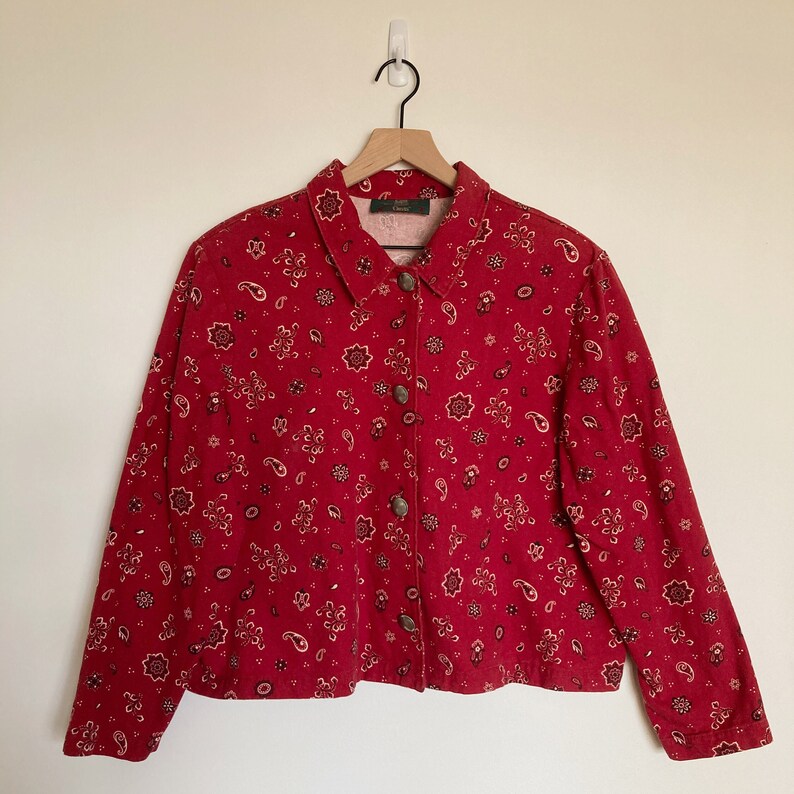 90s Red Bandana Print Lightweight Canvas Jacket by Orvis - Etsy