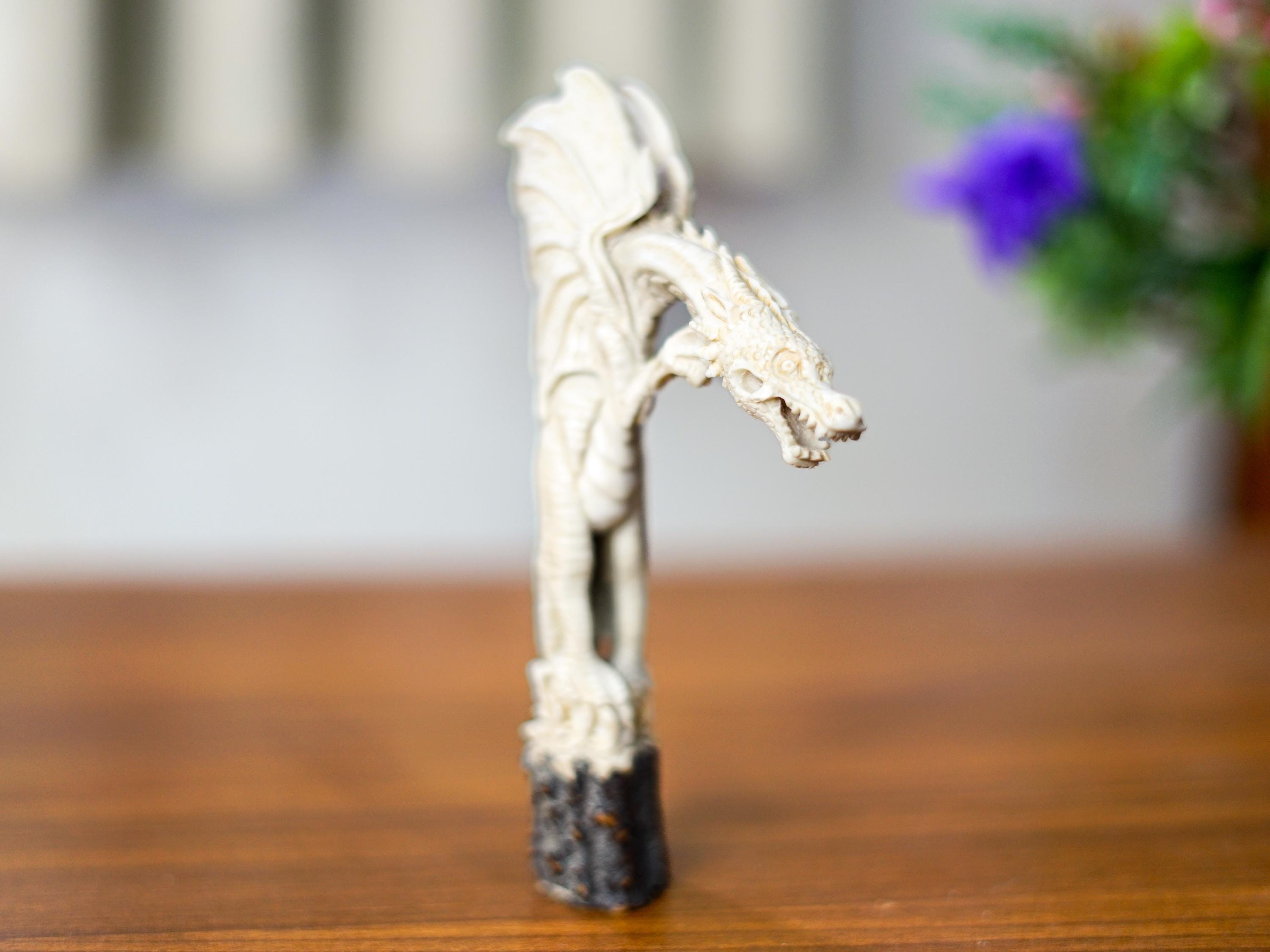 Hand Carved Winged Dragon Antler Knife Handle, Fantasy Gift for Dad ...