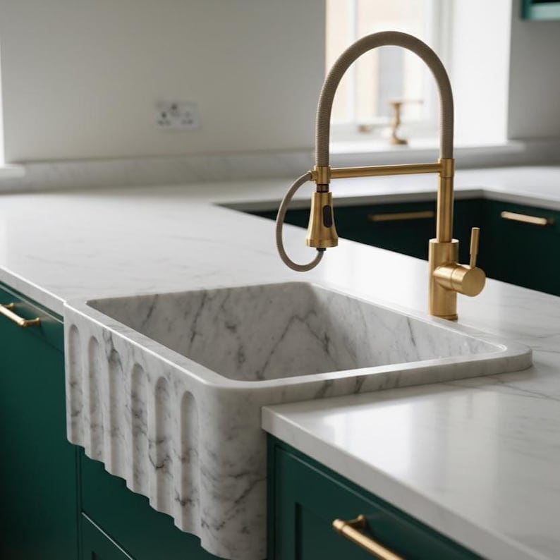 Handcrafted Single Marble Kitchen Sink AMKC250002 - Etsy