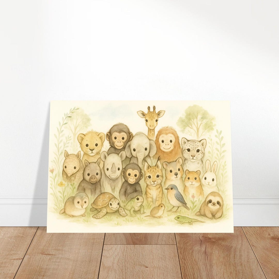 Wildlife Community Poster – Delicate Animal Art in Watercolor Style ...