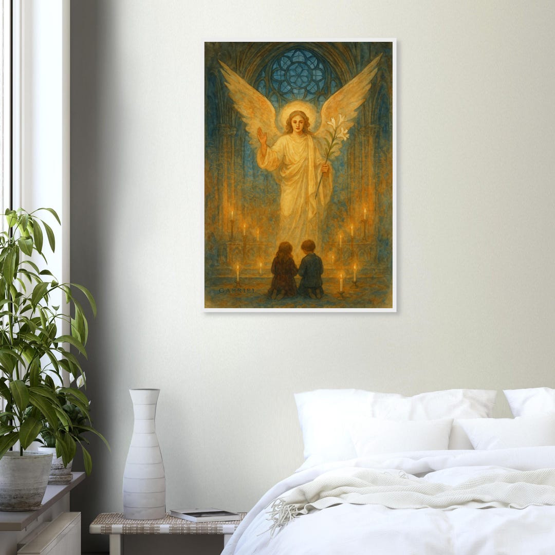 Archangel Gabriel Poster – Spiritual Art in White and Silver Light ...
