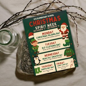 Christmas Spirit Week Flyer: Holiday Dress up Schedule (canva Template ...