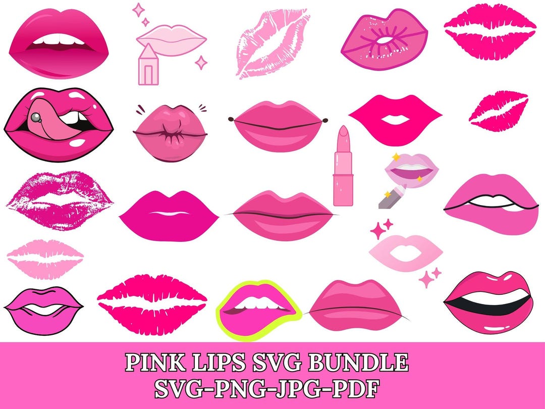 Pink Lips SVG Bundle | Kiss Print, Cricut (digital Download) - Etsy