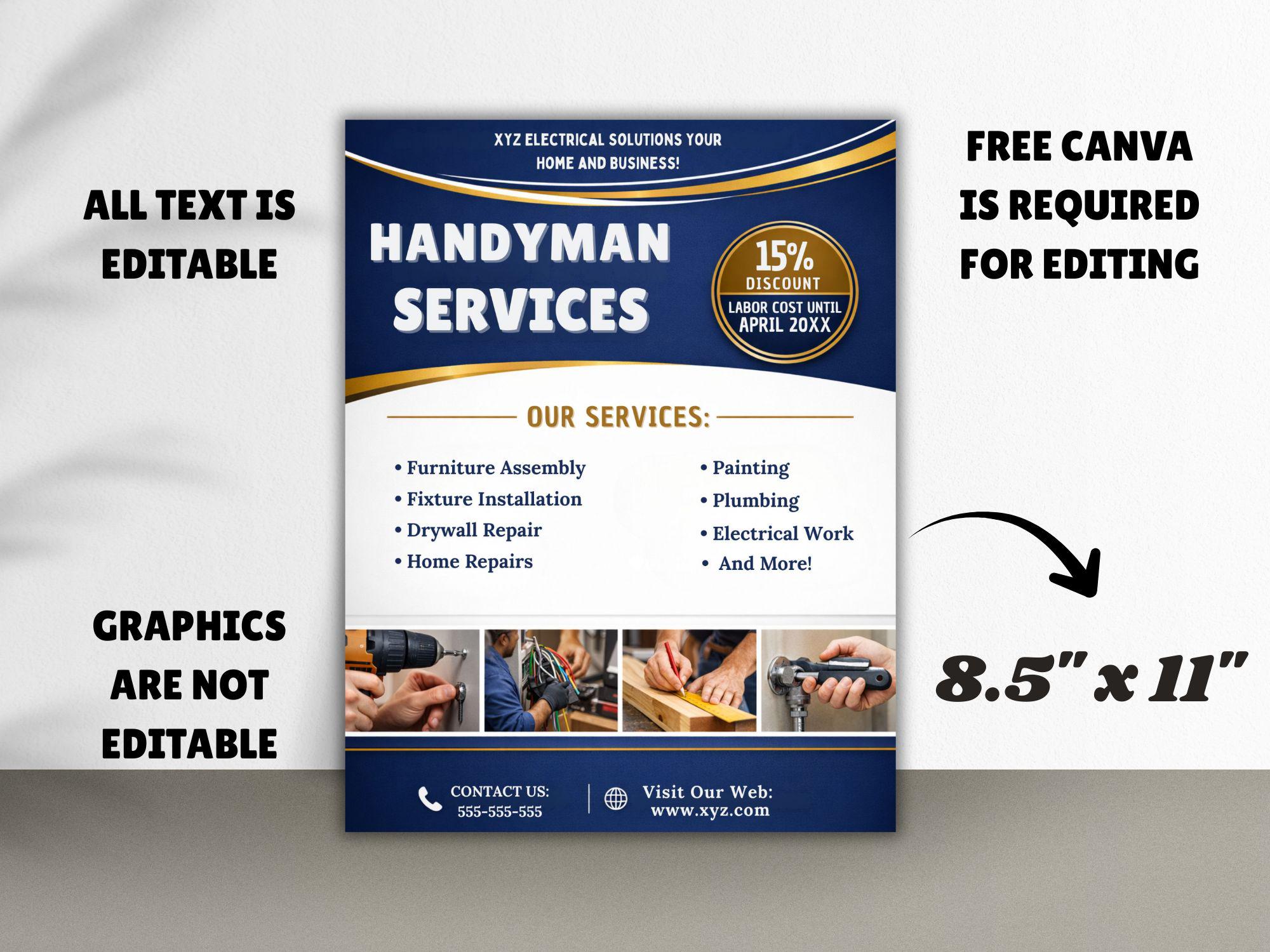 Handyman Service Flyer Template | Editable Handyman Flyer | Home Repair ...
