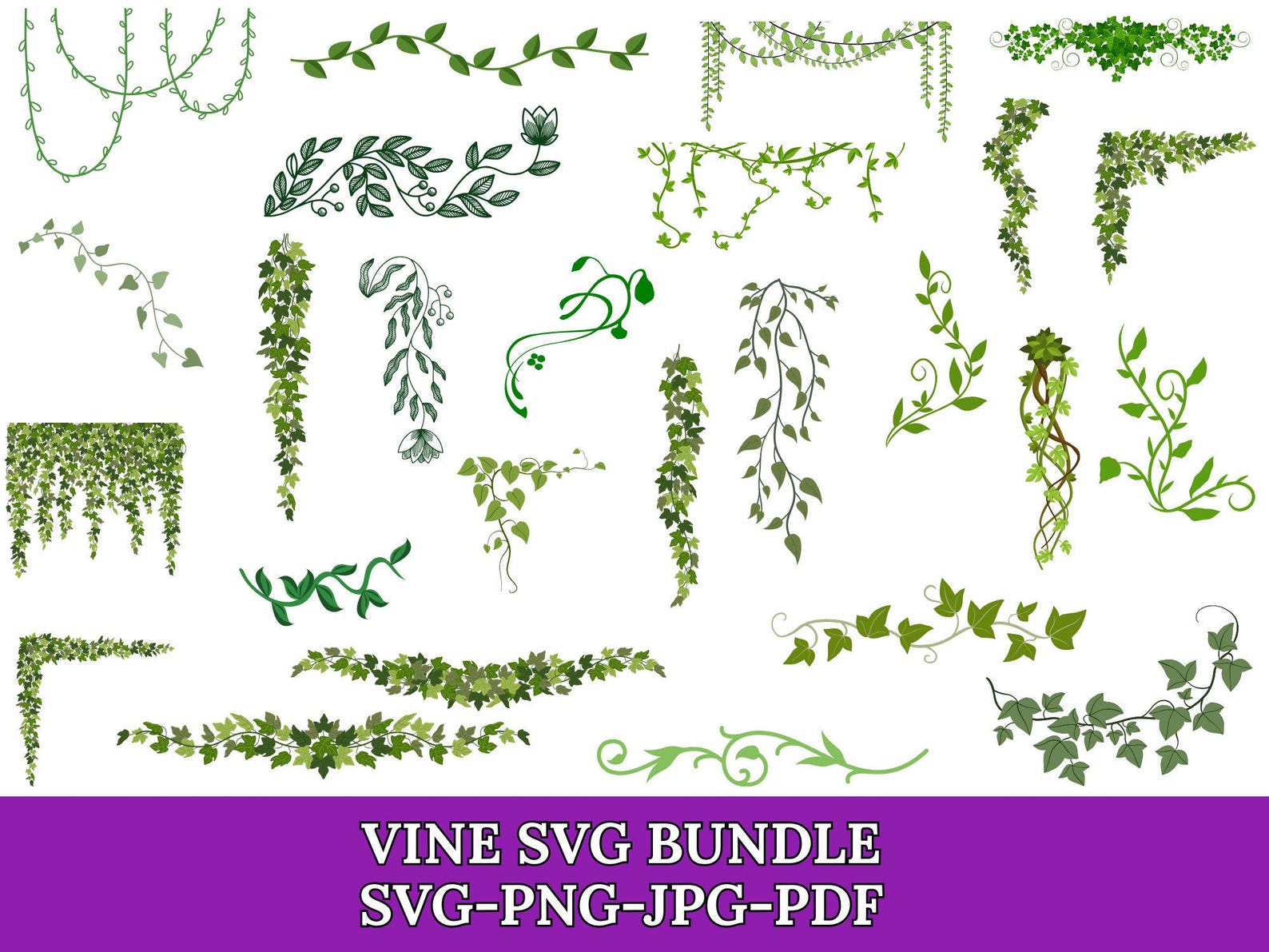Vine Silhouette SVG: Leaf Vines Vector Graphics (PNG,SVG) - Etsy