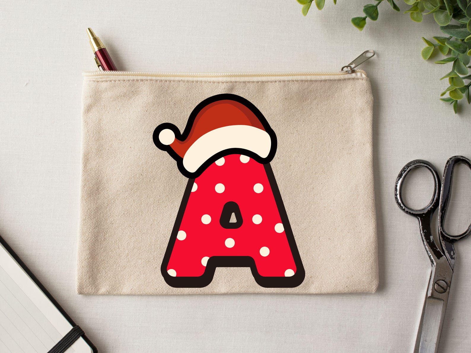 Christmas Alphabet SVG, Santa Hat Letters, Numbers (digital Download ...