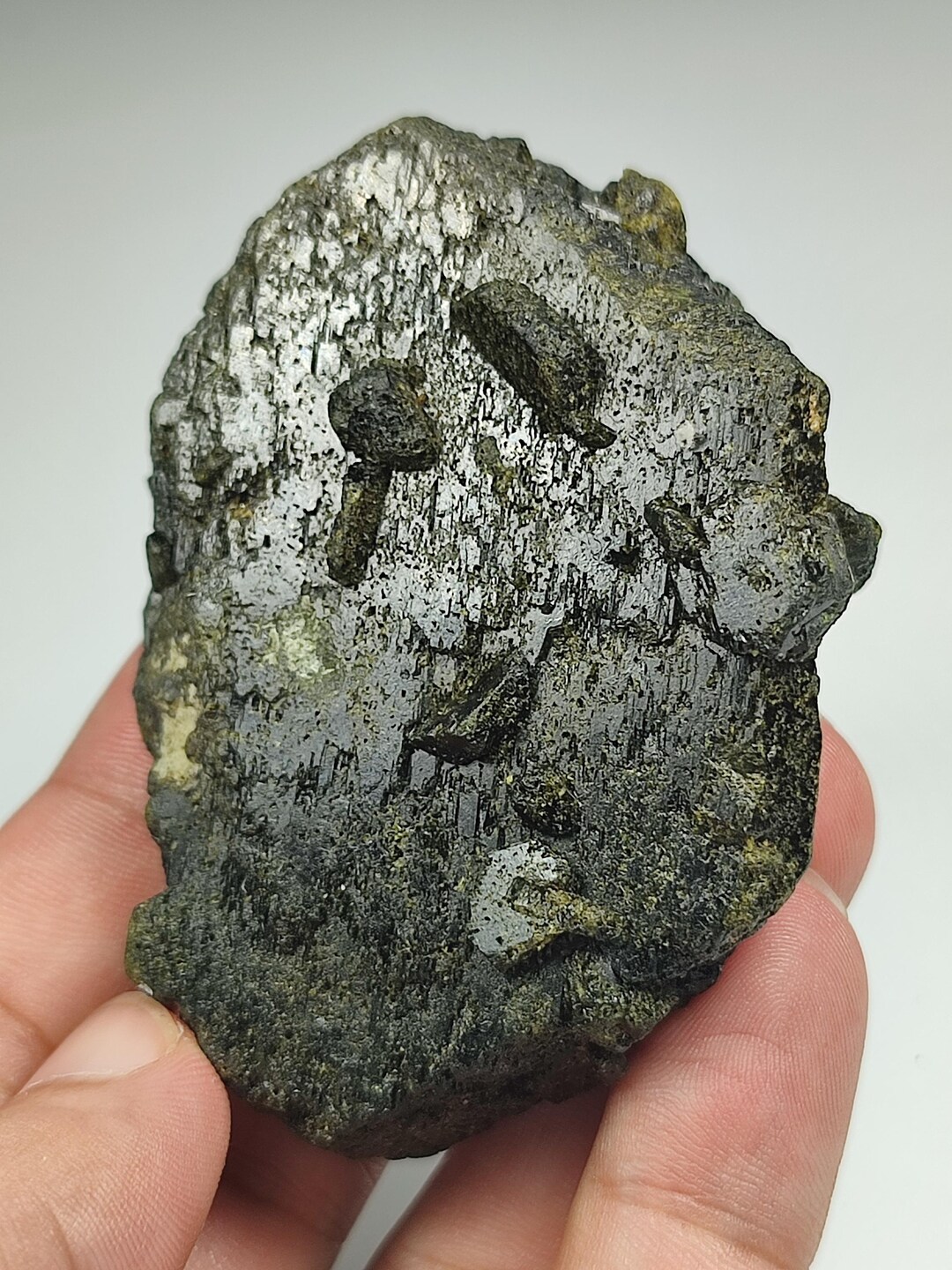 Epidote & Magnetite Pseudomorph Specimen: Greenish Mineral Collection ...