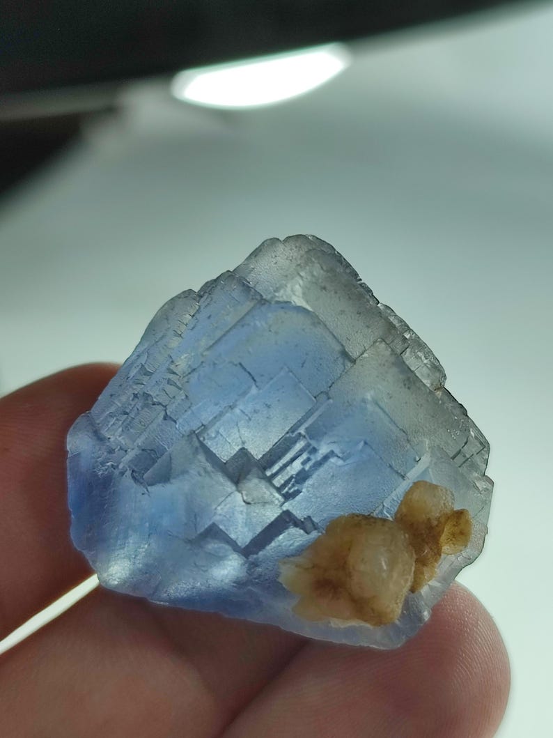 Fluorite Cubic Gemmy Perfect Piece Combine With Calcite Beautiful ...