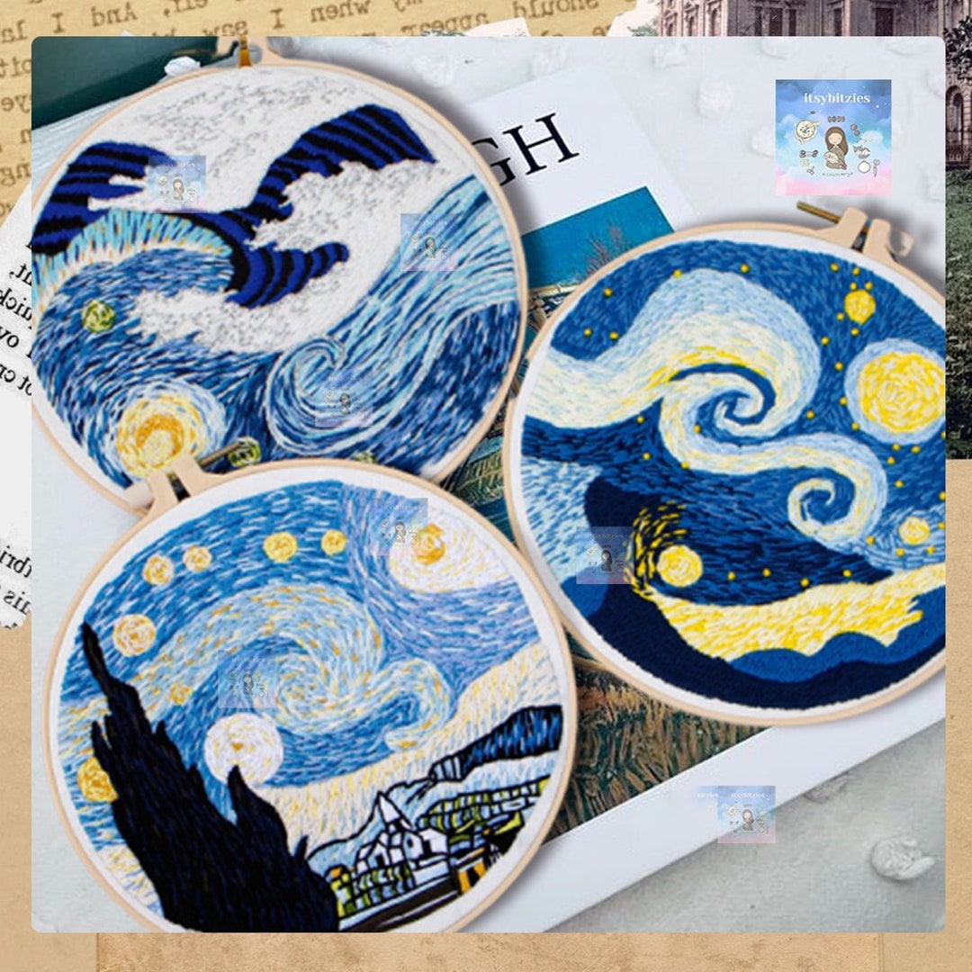 V-gogh's Starry Night Embroidery Kit, DIY Kit for Artists of All Levels ...