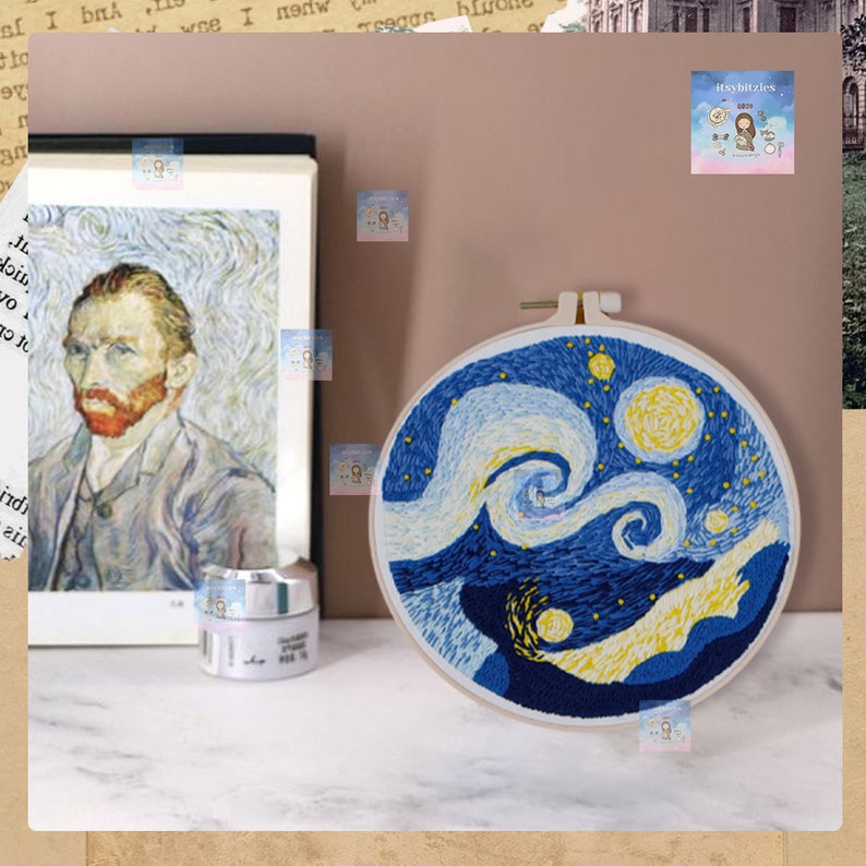 V-gogh's Starry Night Embroidery Kit, DIY Kit for Artists of All Levels ...