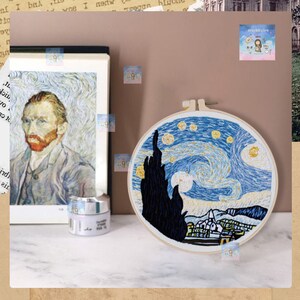 V-gogh's Starry Night Embroidery Kit, DIY Kit for Artists of All Levels ...