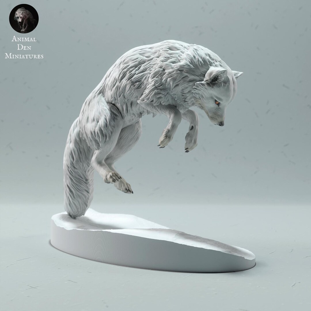 Arctic Fox Jumping – 3D Printed Model - Unpainted - Animals Miniatures ...