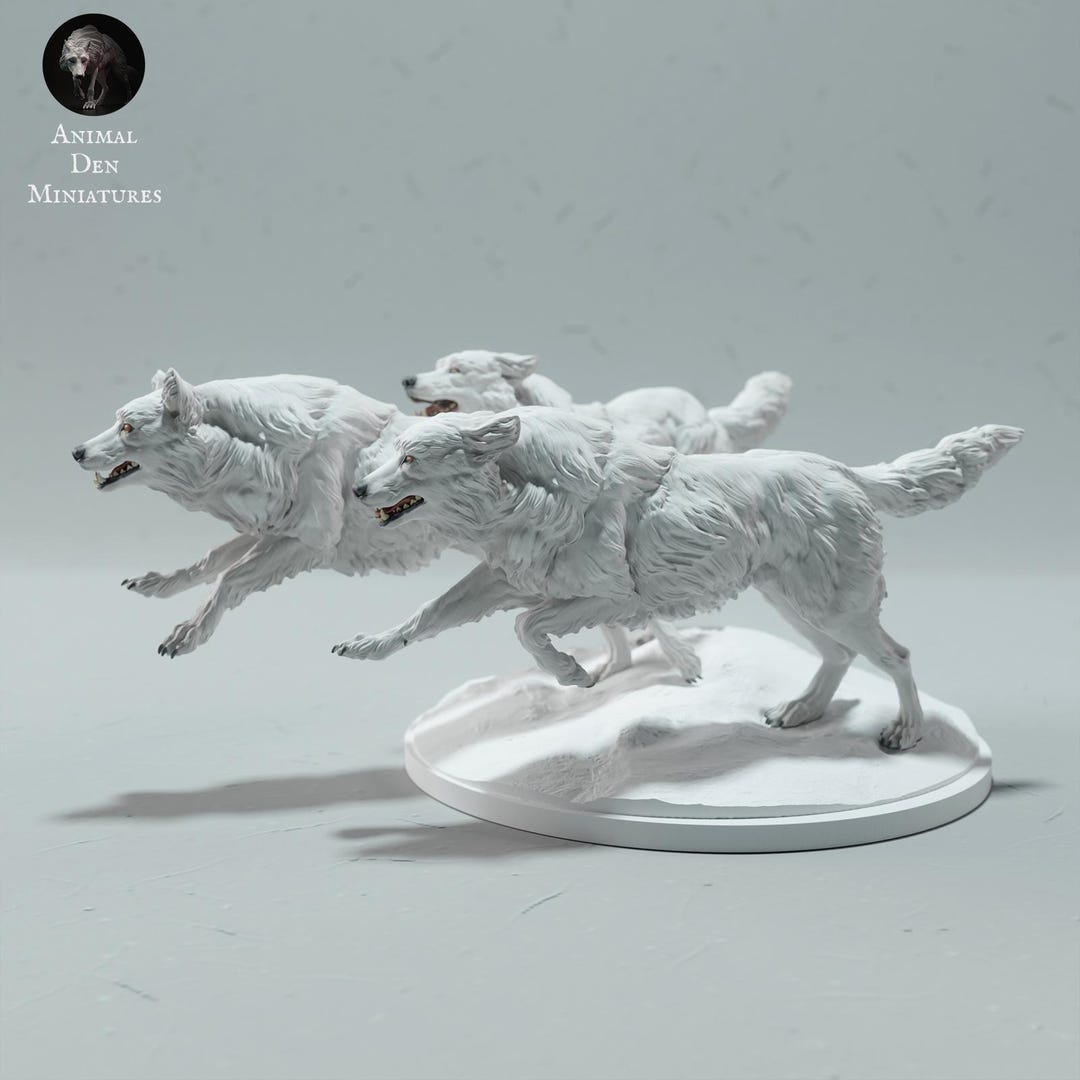 Arctic Wolves Run – 3D Printed Model - Unpainted - Animals Miniatures ...