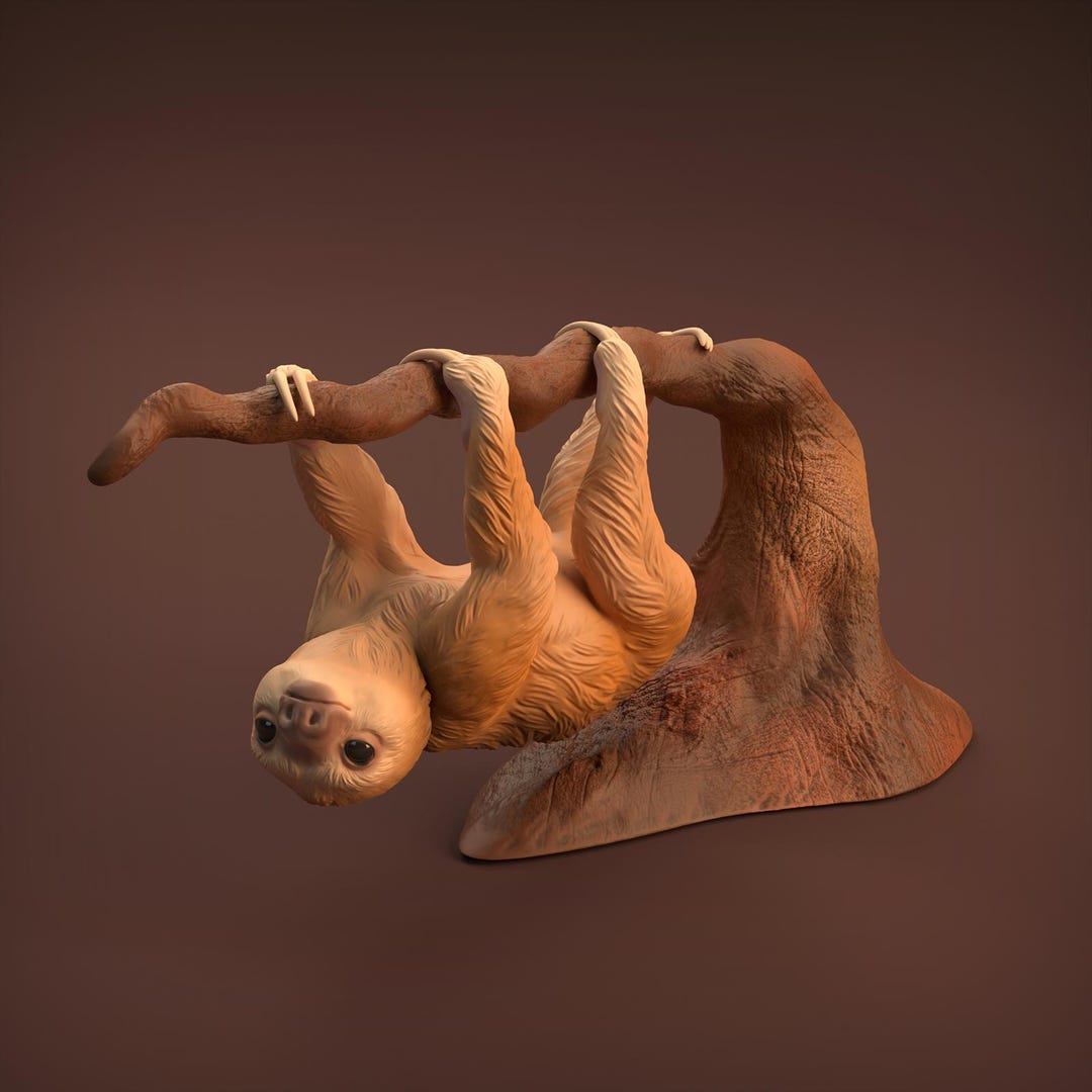 Baby Sloth – 3D Printed Model - Unpainted - Animals Miniatures - Resin ...
