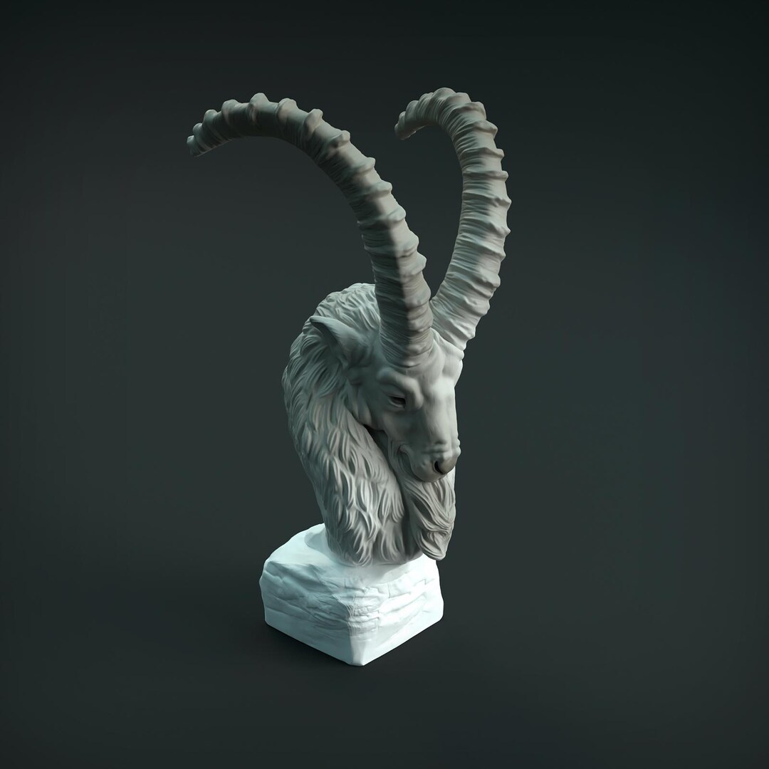 Siberian Ibex Bust – 3D Printed Model - Unpainted - Animals Miniatures ...