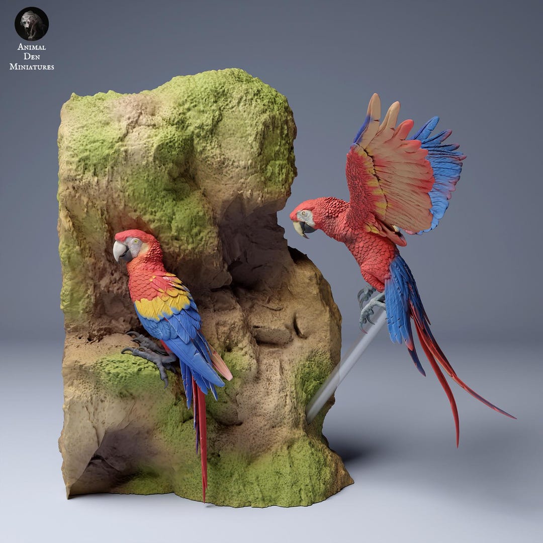 Scarlet Macaws (ara Macao) – 3D Printed Model - Unpainted - Animals ...