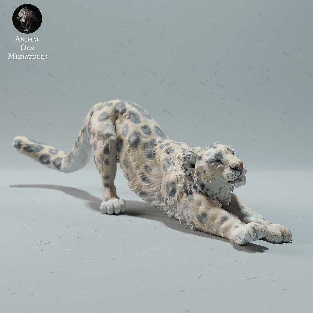 Snow Leopard Stretching – 3D Printed Model - Unpainted - Animals ...
