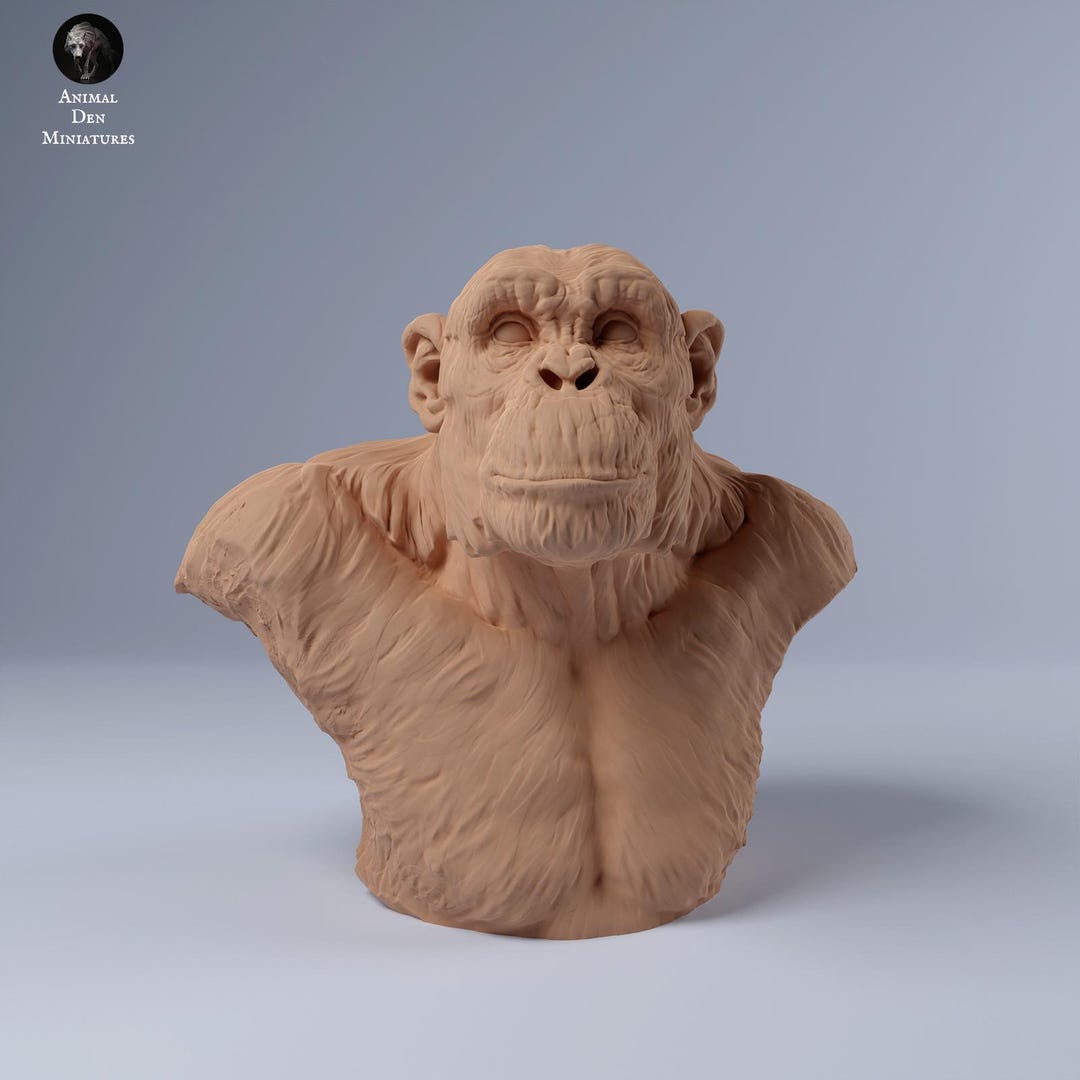 Chimp Male Bust – 3D Printed Model - Unpainted - Animals Miniatures ...