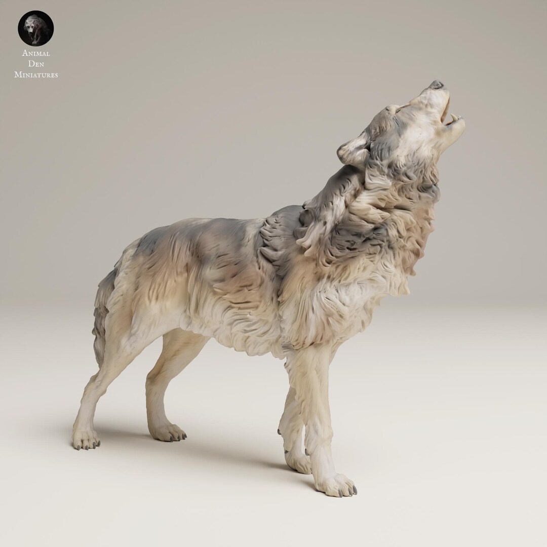 Gray Wolf Howl – 3D Printed Model - Unpainted - Animals Miniatures ...