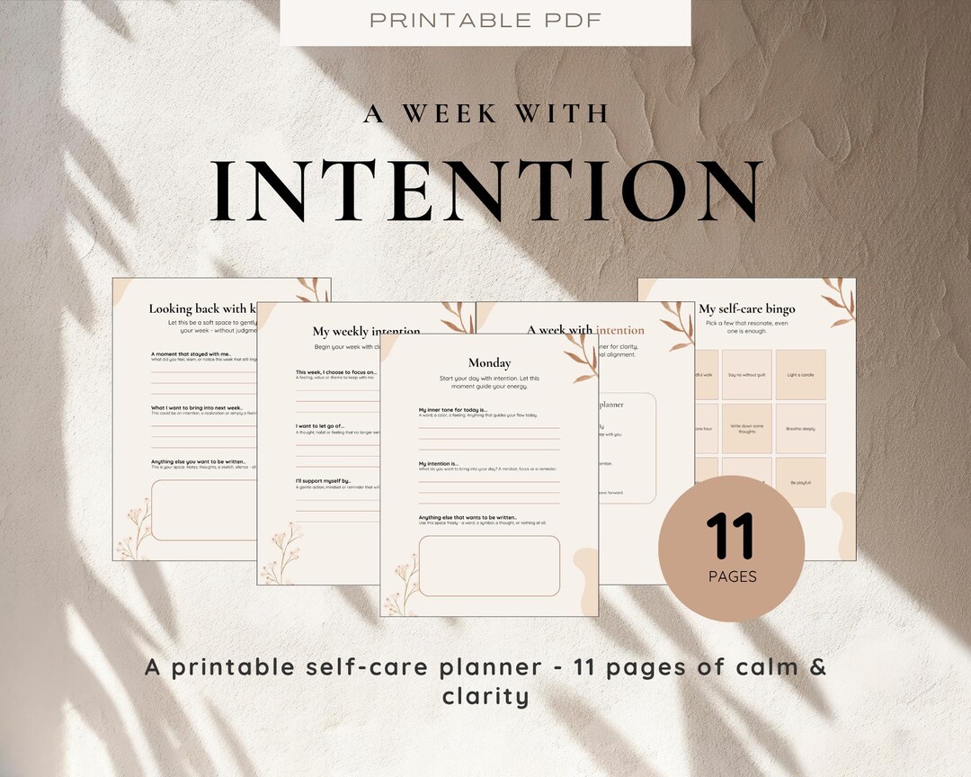 Weekly Intention Planner Printable A4, Daily Reflection & Self-care ...