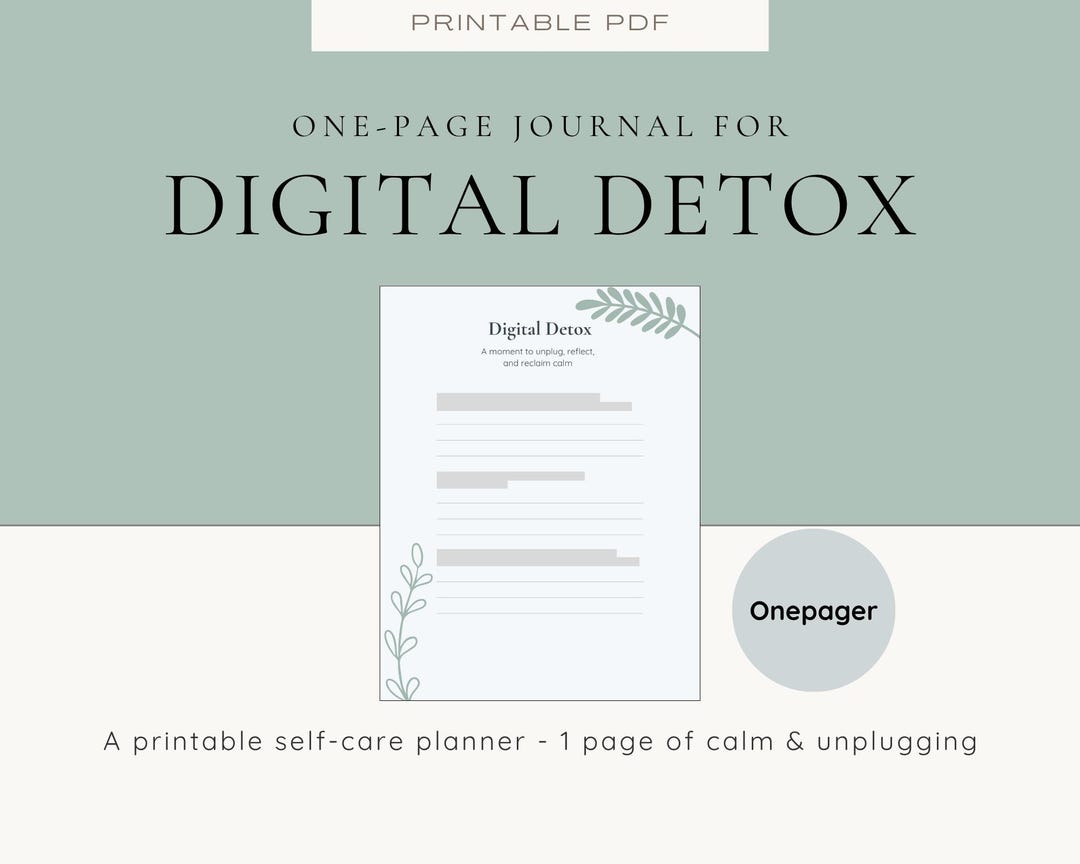 Digital Detox Journal Printable, Screen Time Reset Worksheet PDF ...