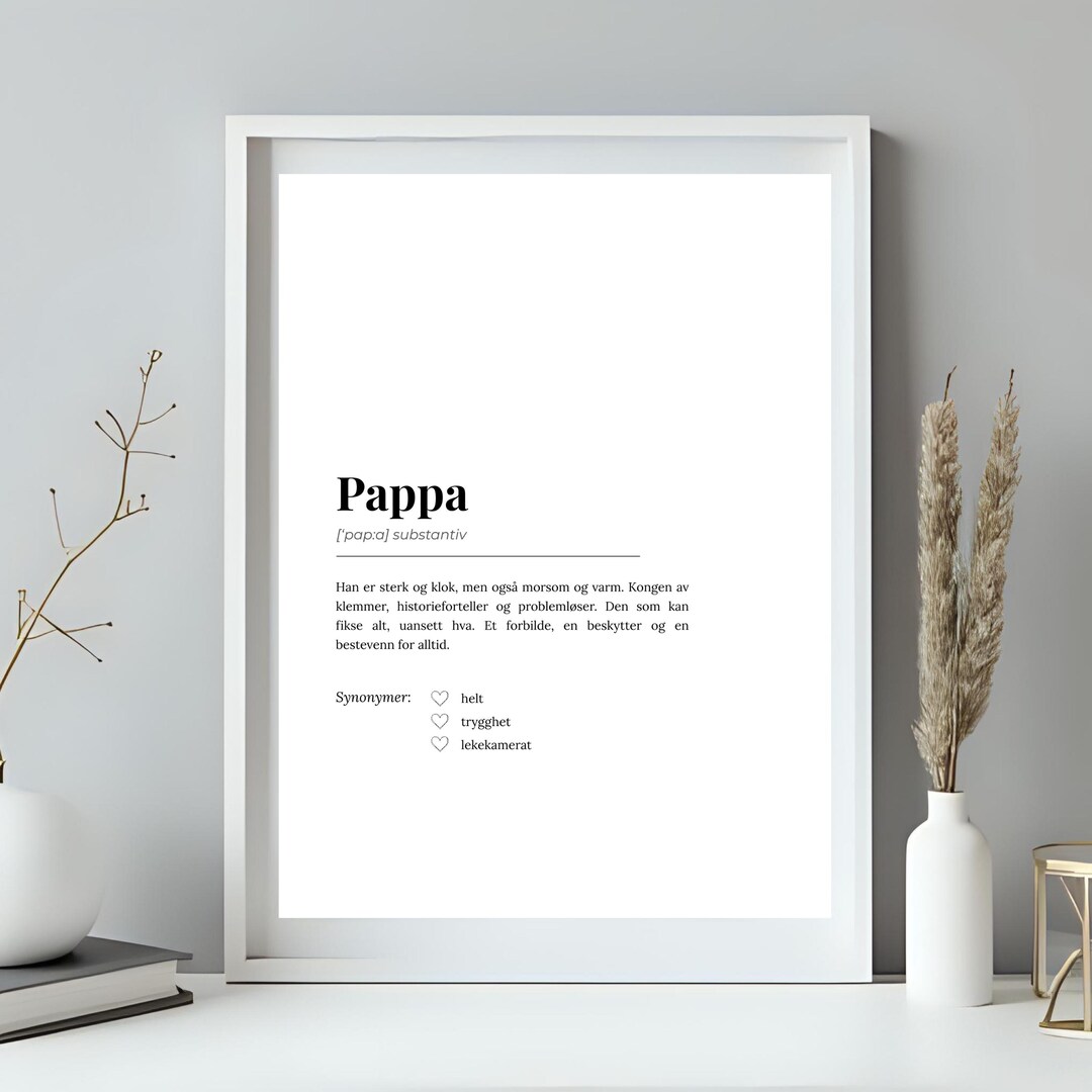 Pappa Definition Print - Scandinavian Father's Day Gift (digital ...