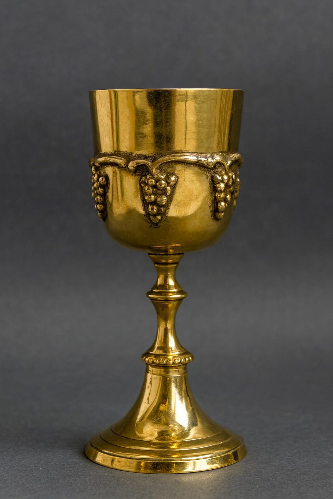 Vintage Brass Grape Motif Chalice – Religious Goblet in Velvet Gift Box ...