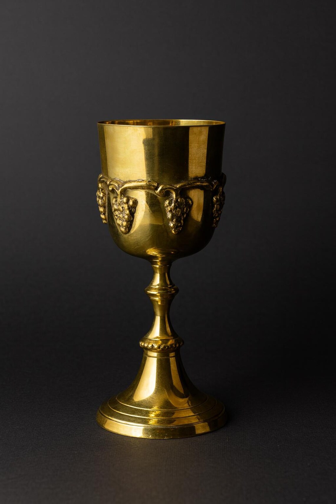 Vintage Brass Grape Motif Chalice – Religious Goblet in Velvet Gift Box ...
