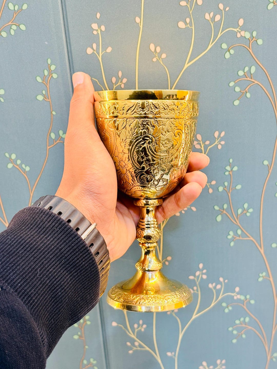Personalized Brass Chalice – Medieval Gothic Engraved Goblet, Unique ...