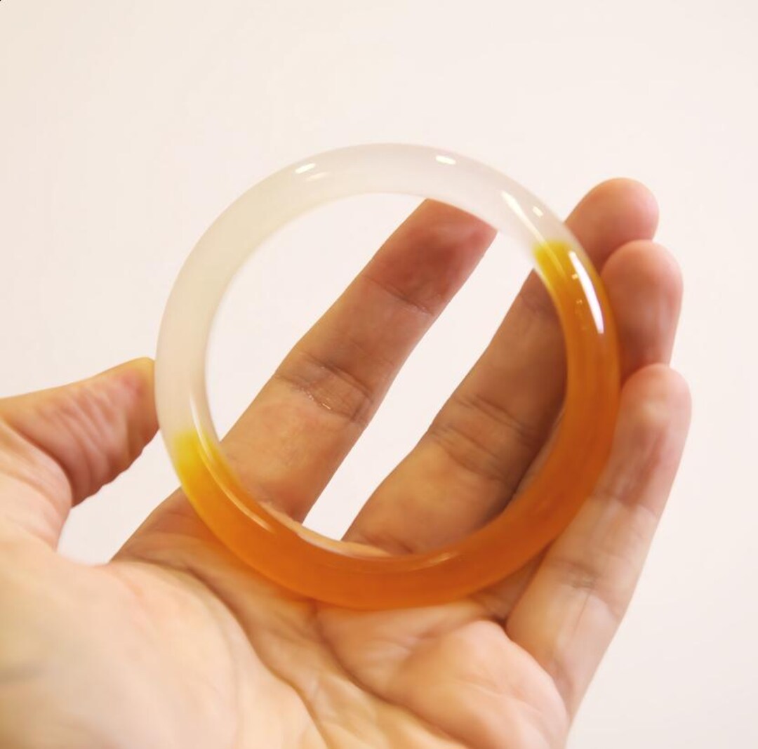 Natural Yellow Wide Jade Bangle Bracelet, Untreated Genuine Stone ...
