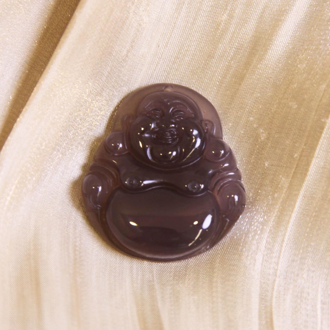 Natural Jade Violet Buddha Necklace Hand-carved Violet Laughing Buddha ...